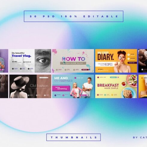 Youtube Thumbnail Bundle (50 PSD) | Master Bundles