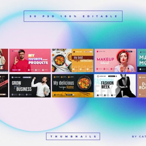 Youtube Thumbnail Bundle (50 PSD) | Master Bundles