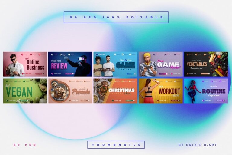 Youtube Thumbnail Bundle (50 PSD) – MasterBundles