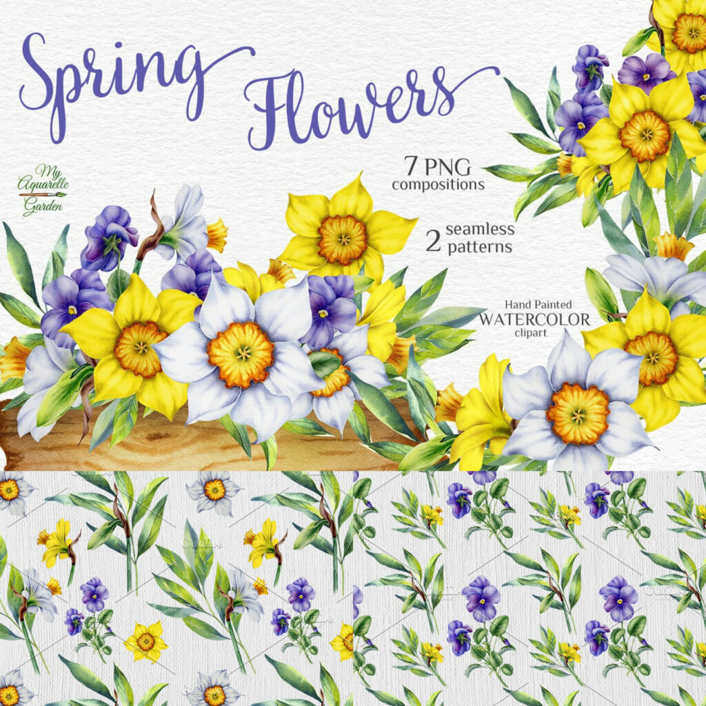 Watercolor Spring Flowers Set – MasterBundles