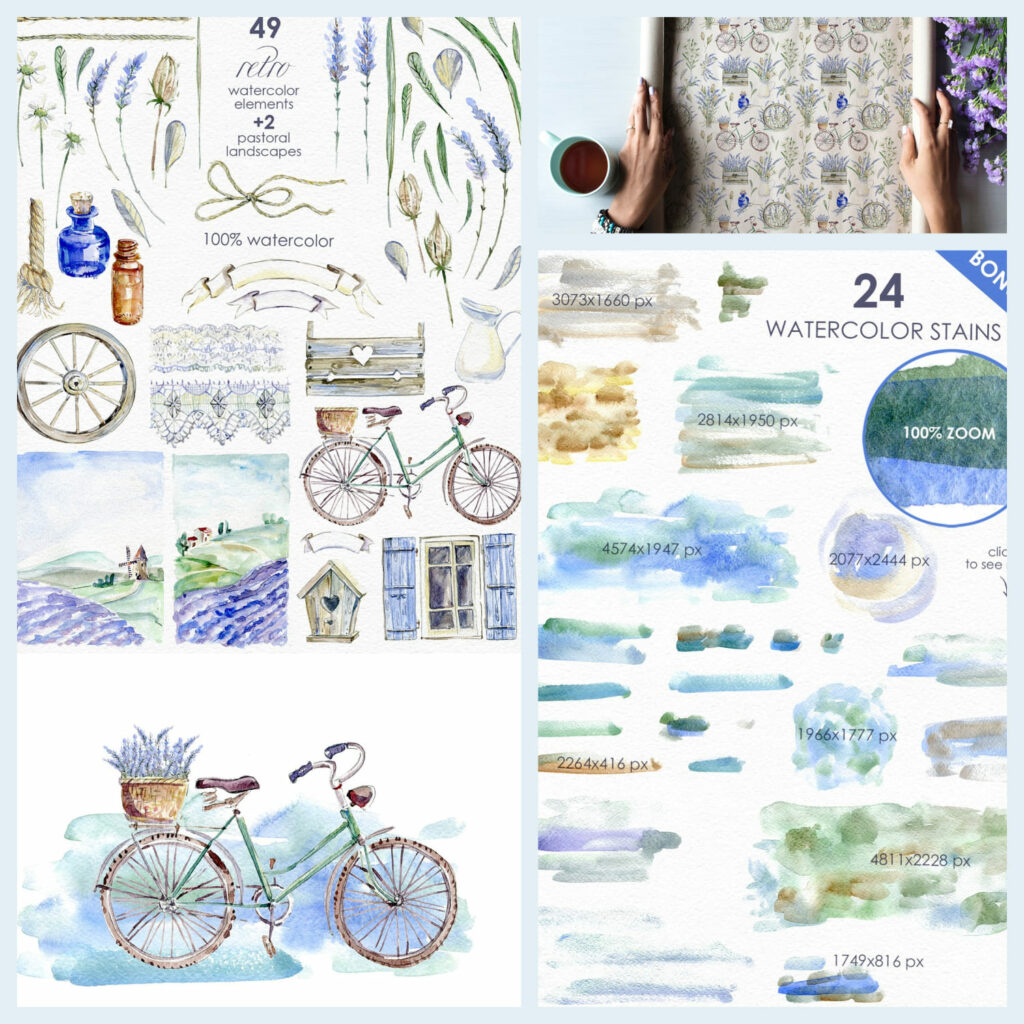 Lavender Watercolor Clipart Set – MasterBundles