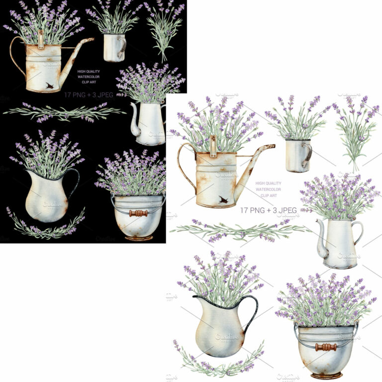Watercolor Vintage Lavender Clip Art – MasterBundles