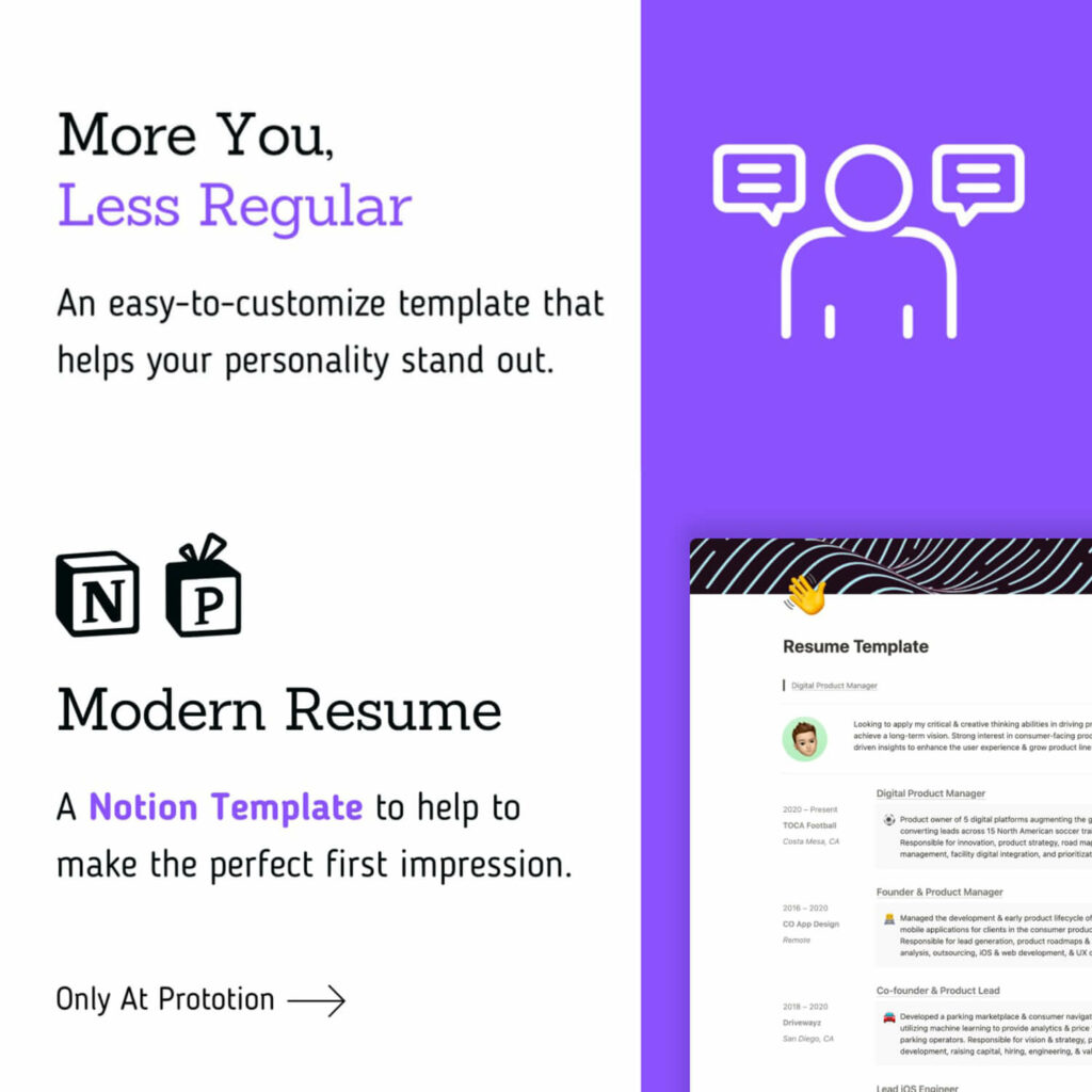 Modern Resume CV Notion Template – MasterBundles
