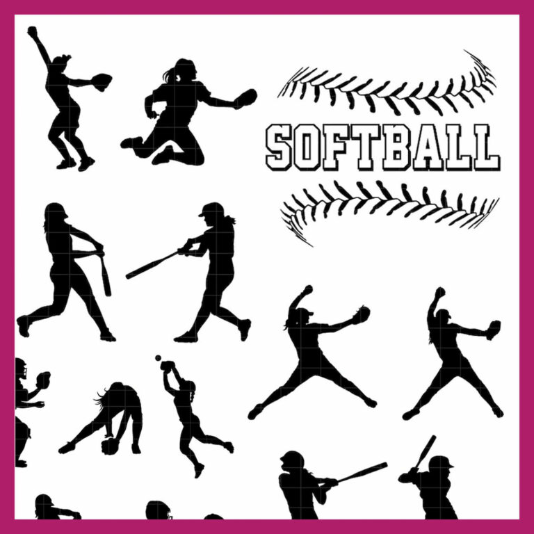 Softball Player Bundle with Text and Softballs Clipart SVG – MasterBundles