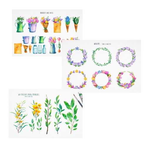 Spring Flowers Watercolor – MasterBundles