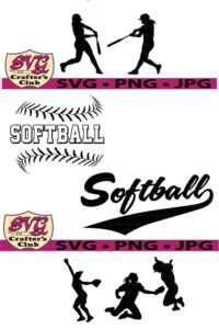 Softball Player Bundle with Text and Softballs Clipart SVG – MasterBundles