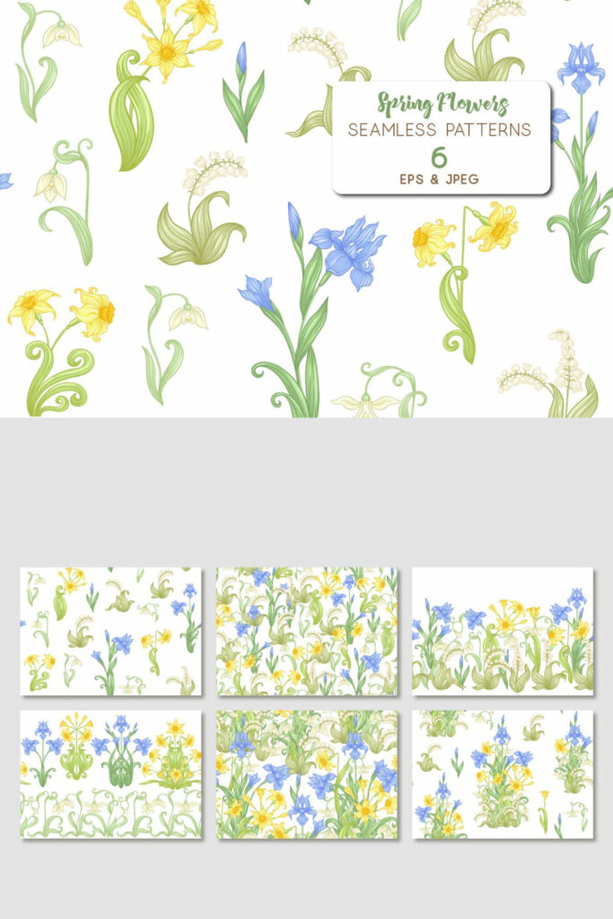 6 Spring Flowers Seamless Patterns – MasterBundles