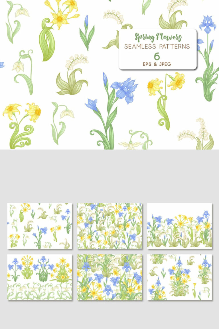 6 Spring Flowers Seamless Patterns – MasterBundles