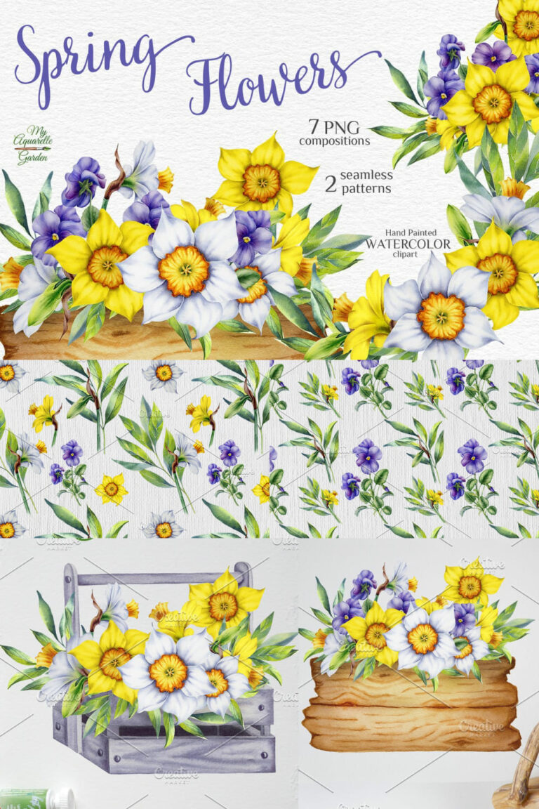 Watercolor Spring Flowers Set – MasterBundles