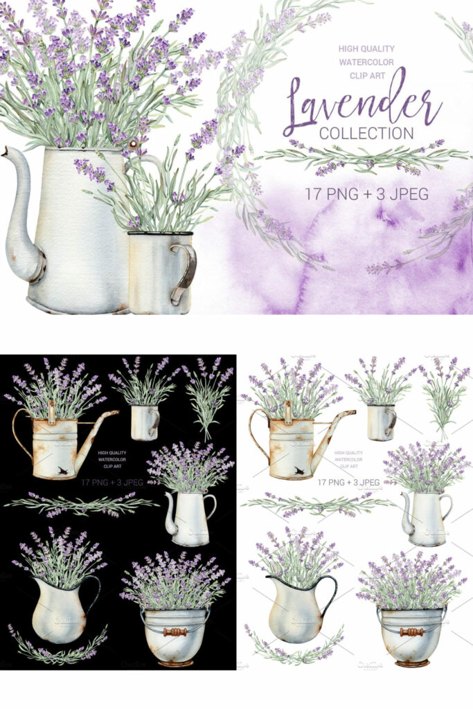 Watercolor Vintage Lavender Clip Art – MasterBundles
