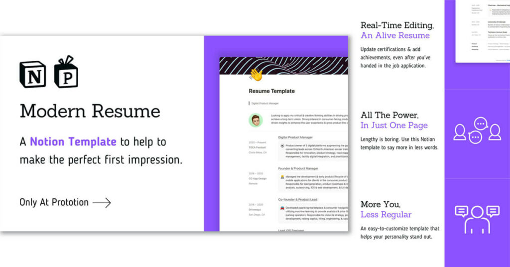 Modern Resume CV Notion Template – MasterBundles