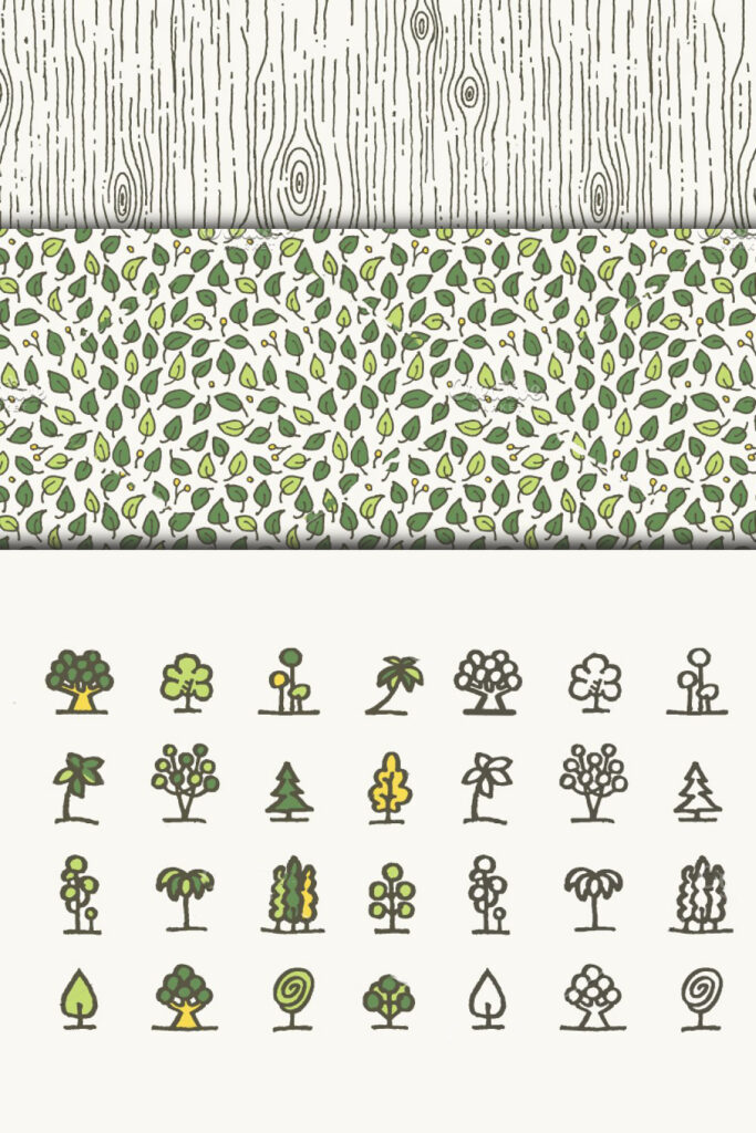 Trees: 16 Icons & 3 Backgrounds – MasterBundles