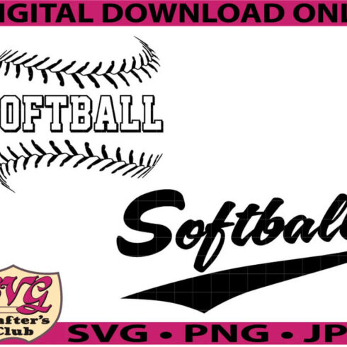 Softball Player Bundle with Text and Softballs Clipart SVG | Master Bundles