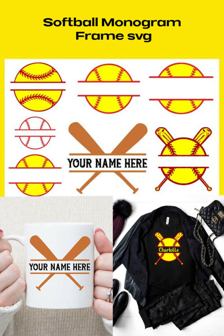 Softball Monogram Frame SVG, Softball SVG – MasterBundles