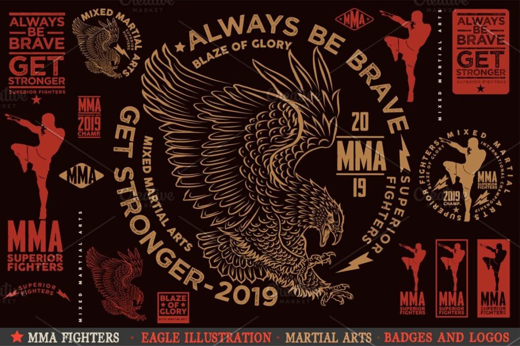 MMA Fighters Vector Illustrations – MasterBundles