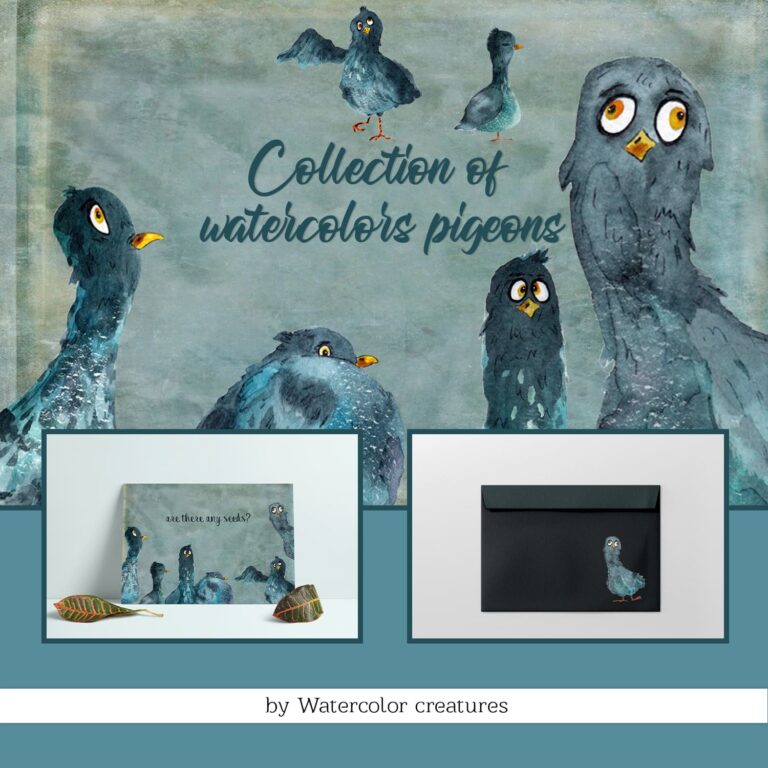 Collection of Watercolors Pigeons – MasterBundles
