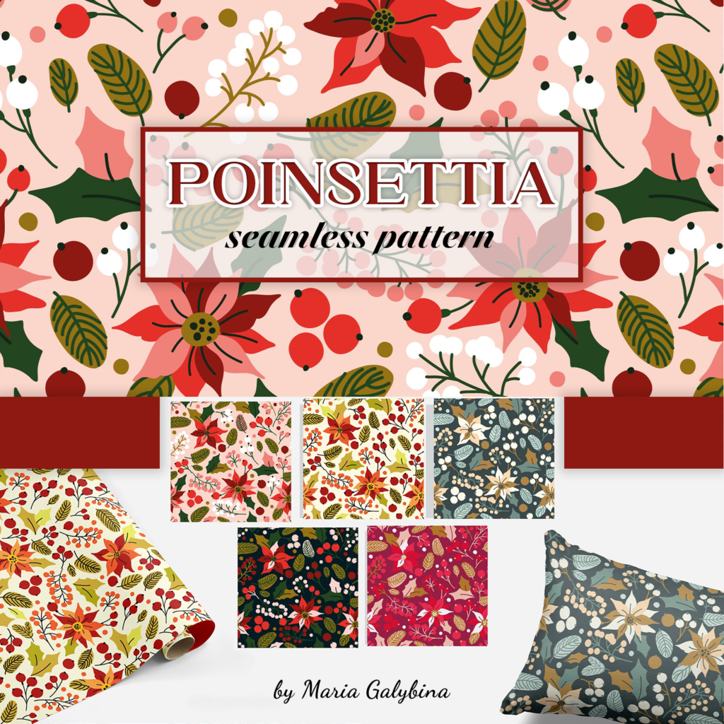 POINSETTIA Seamless Pattern – MasterBundles
