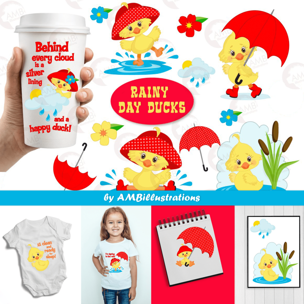Rainy Day Ducks Clipart Pack – MasterBundles