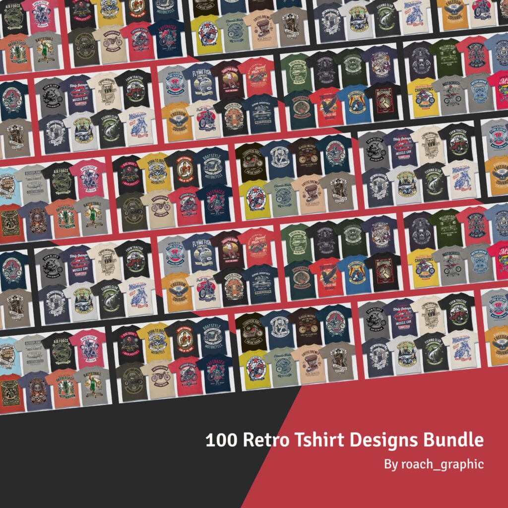 100 Retro T-shirt Designs Bundle – MasterBundles