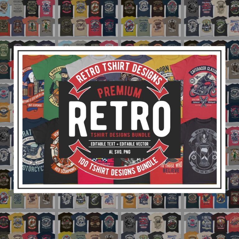 250 Retro Tshirt Designs Bundle #4 | Master Bundles
