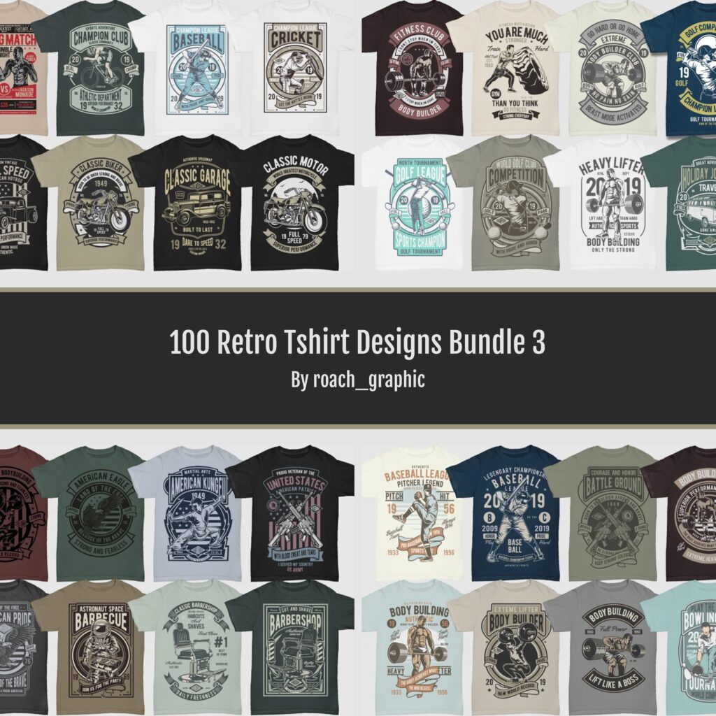 100 Retro Tshirt Designs Bundle 3 – MasterBundles