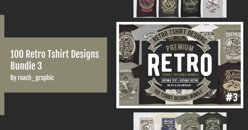 100 Retro Tshirt Designs Bundle 3 – MasterBundles