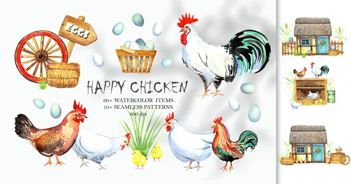Happy Chicken Illustrations – MasterBundles