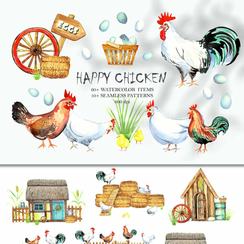 Happy Chicken Illustrations – MasterBundles