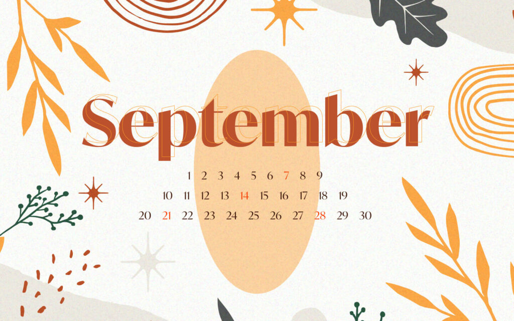 Free Printable Vector Leaves September Editable Calendar – MasterBundles