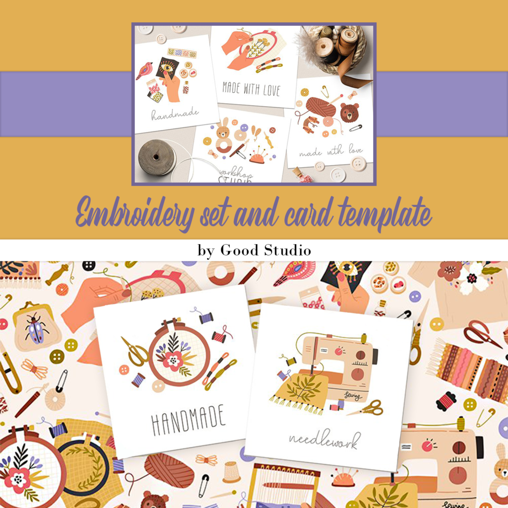 Embroidery Set And Card Template – MasterBundles