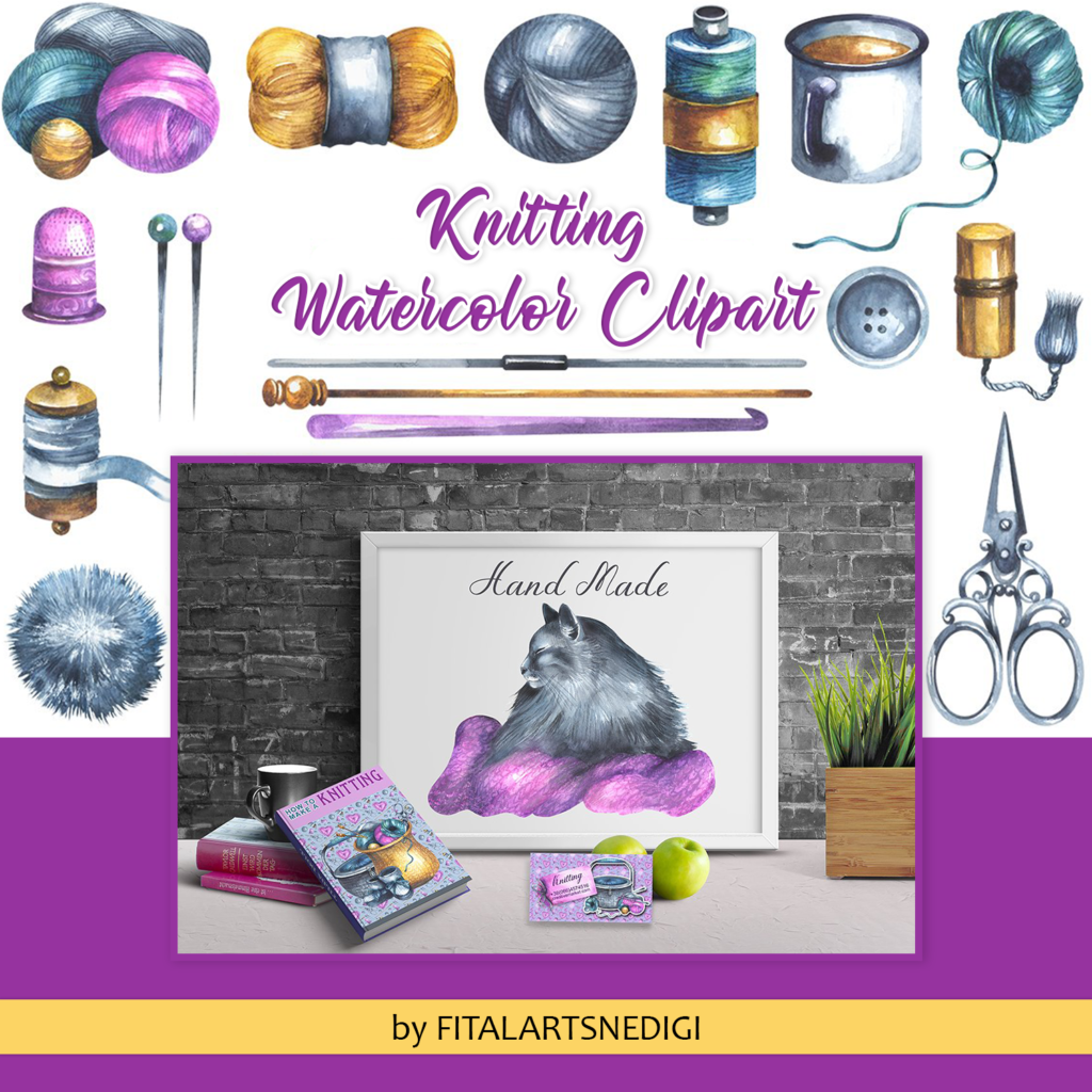 Knitting Watercolor Clipart – MasterBundles