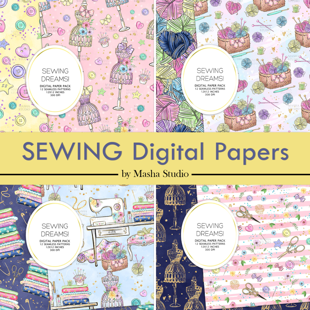 SEWING Digital Papers – MasterBundles