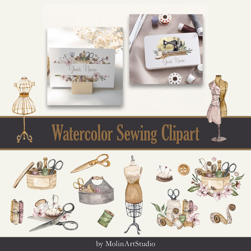 Watercolor Sewing Clipart – MasterBundles