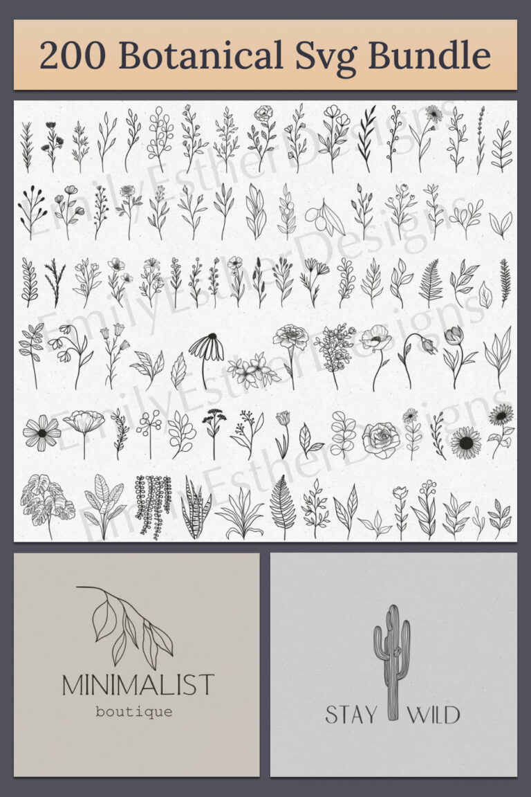 200 Botanical Svg Set, Flower Svg, Botanical Clipart – MasterBundles