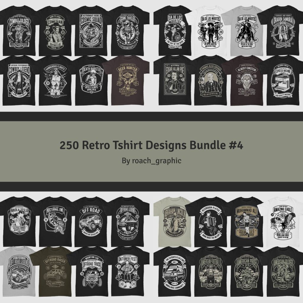 250 Retro T-shirt Designs Bundle #4 – MasterBundles