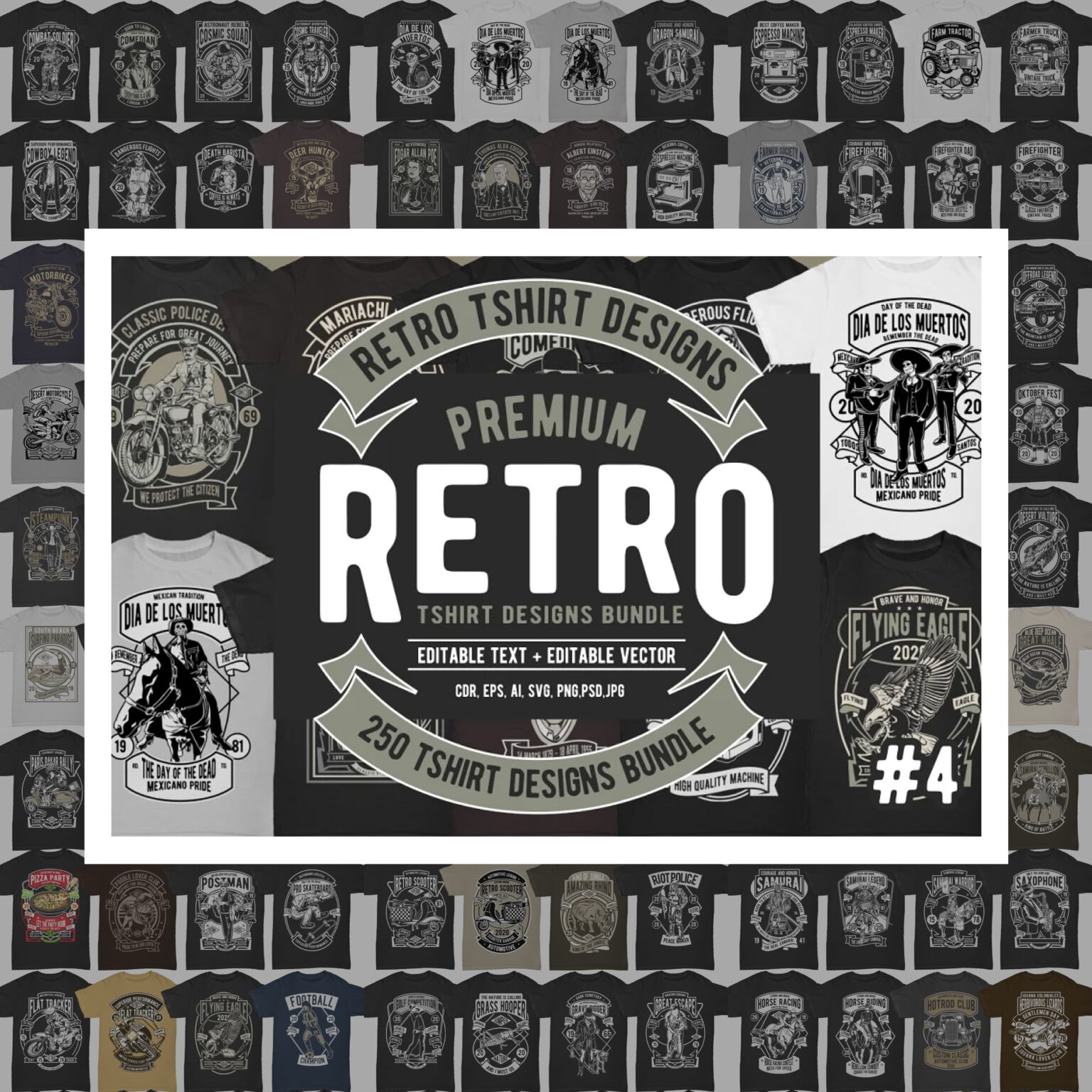 250 Retro T-shirt Designs Bundle #4 – MasterBundles
