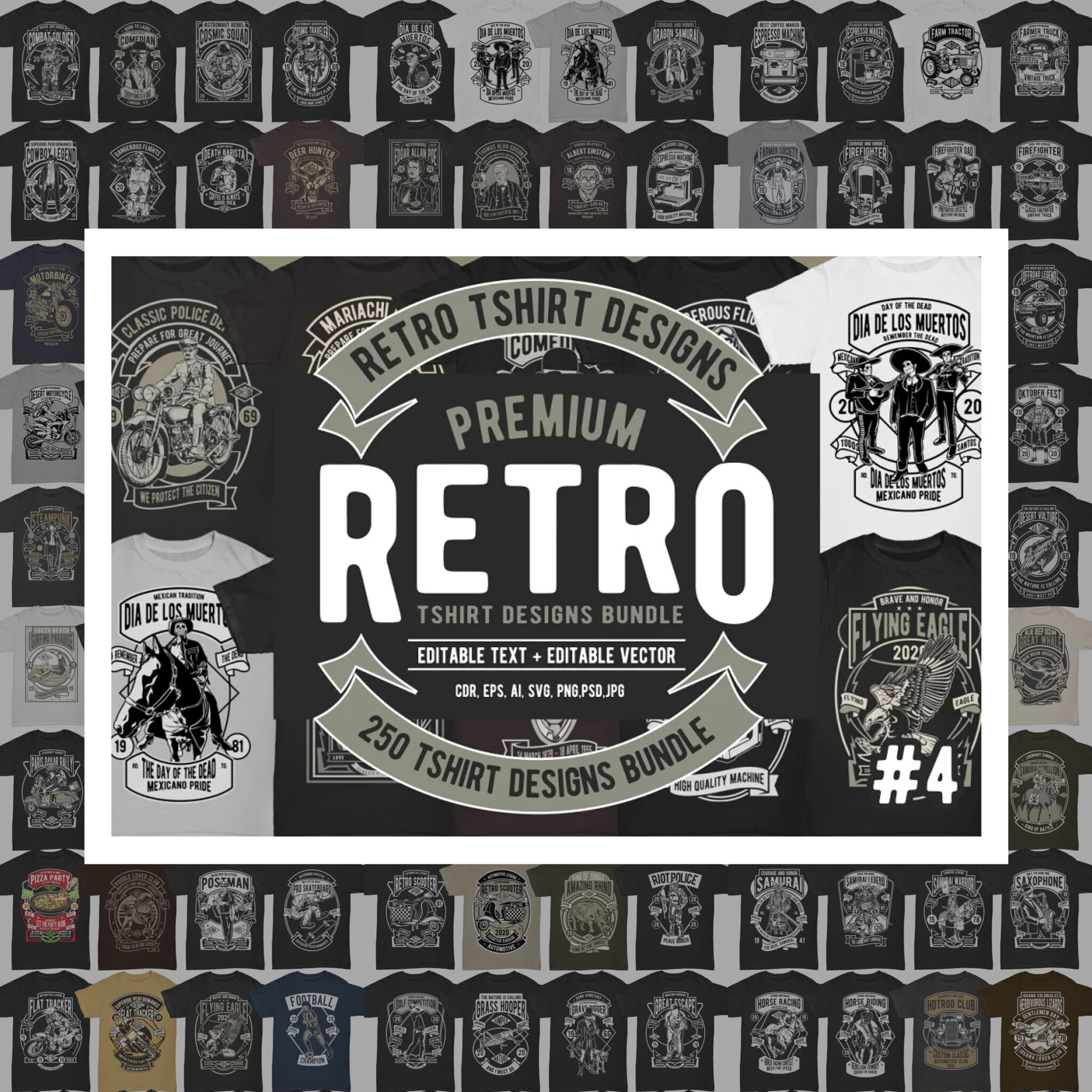250 Retro T-shirt Designs Bundle #4 – MasterBundles