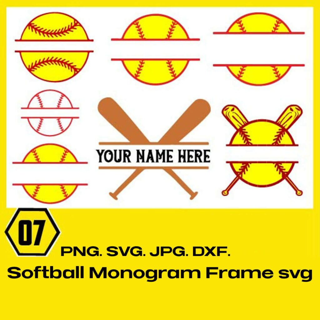 Softball Monogram Frame SVG, Softball SVG – MasterBundles