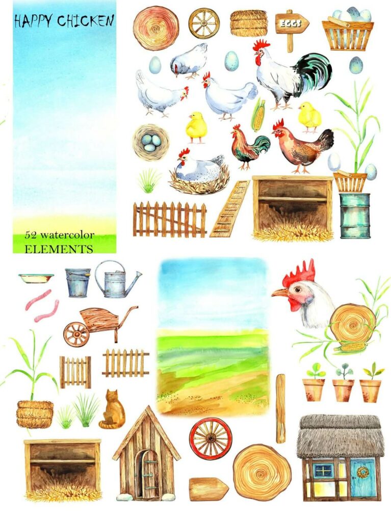 Happy Chicken Illustrations – MasterBundles