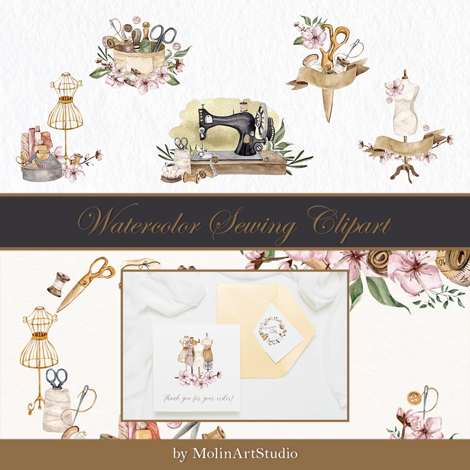 Watercolor Sewing Clipart – MasterBundles