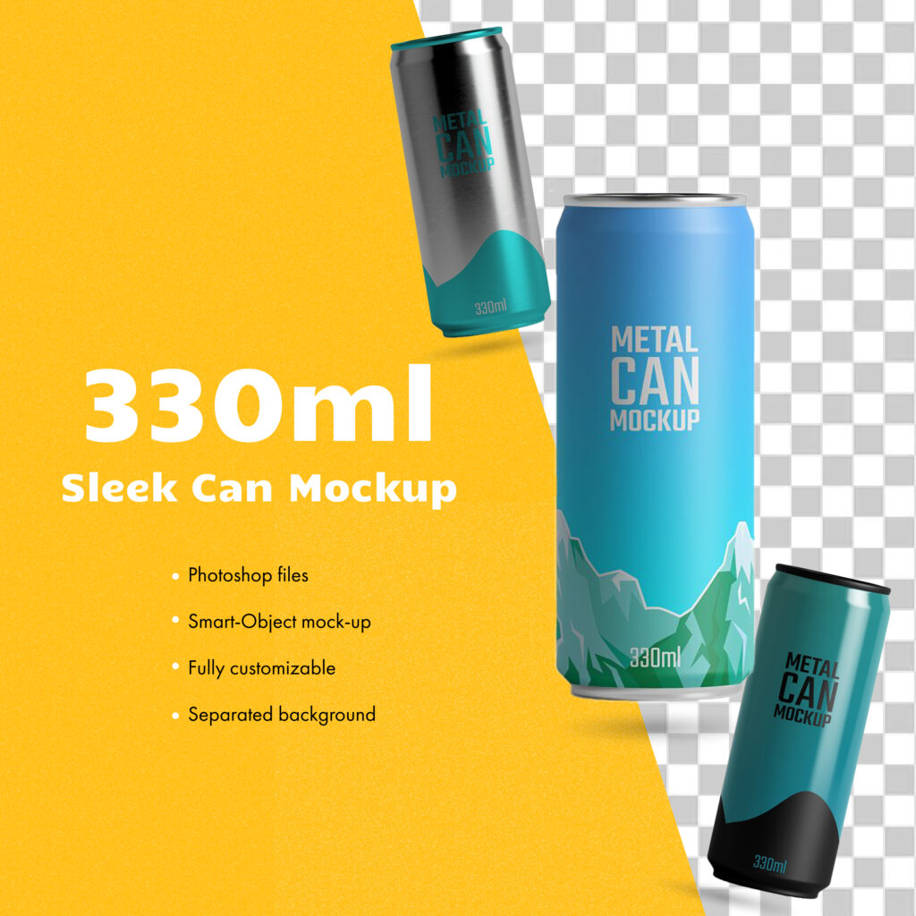 330ml Sleek Can Mockup – MasterBundles