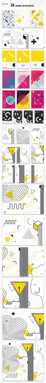 126 Posters, Elements Geometric Set – MasterBundles