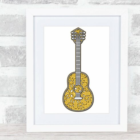 Guitar SVG | 3d Layered Music SVG | Master Bundles