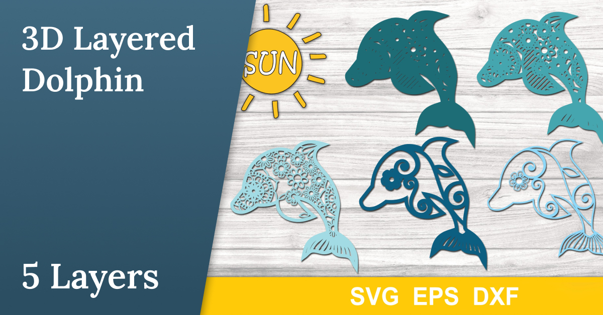 3D Layered Dolphin SVG 5 Layers – MasterBundles