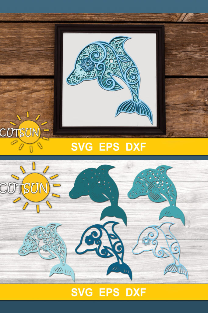 3D Layered Dolphin SVG 5 Layers – MasterBundles
