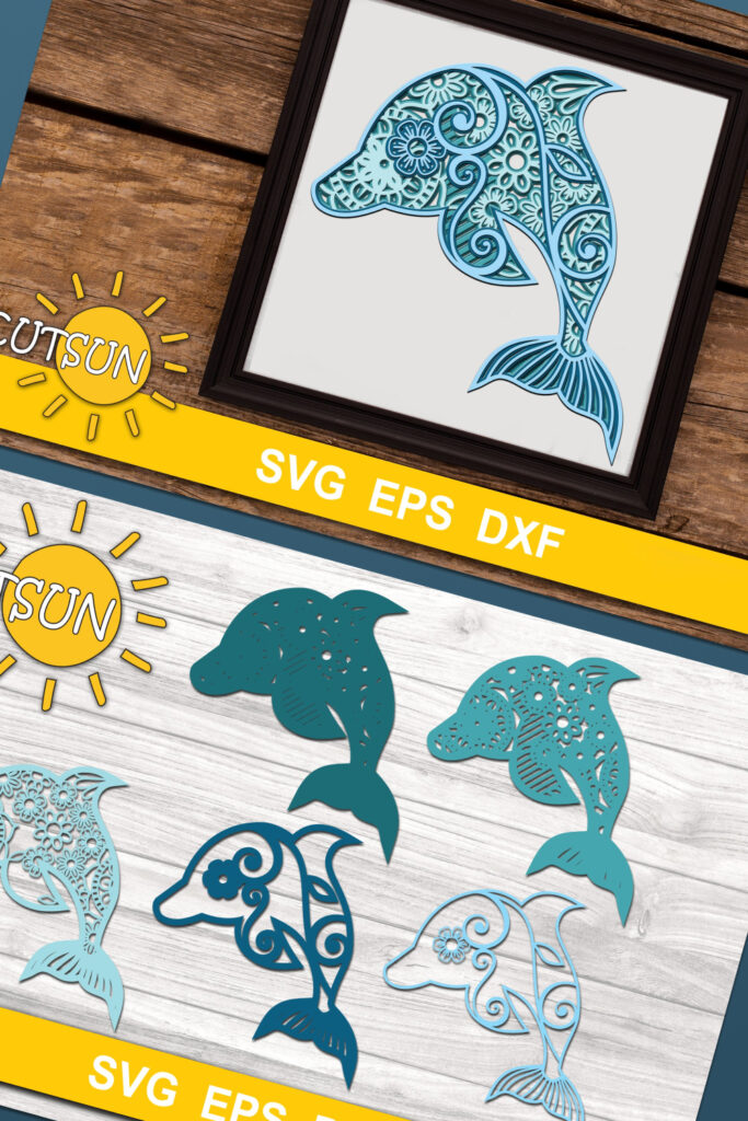 3D Layered Dolphin SVG 5 Layers – MasterBundles