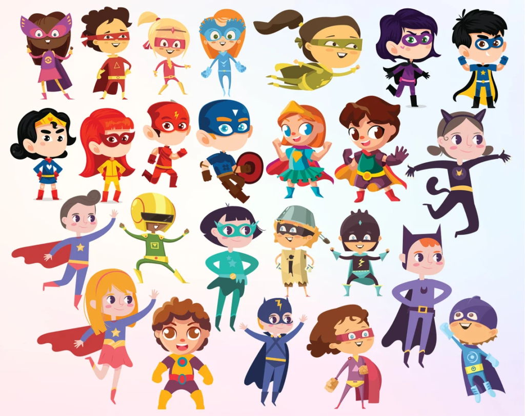 45+ Superhero Kids Layered SVG, Superheroes Kids Vector – MasterBundles