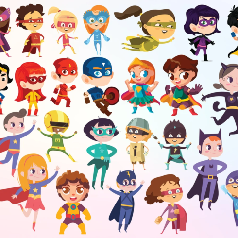 45+ Superhero Kids Layered SVG, Superheroes Kids Vector | Master Bundles
