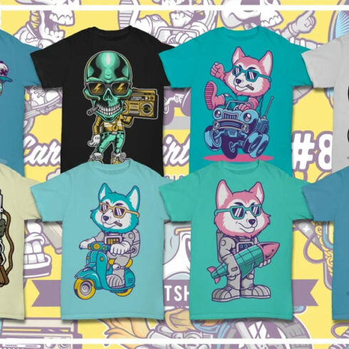 50 Cartoon Tshirt Designs Bundle 8_1 | MasterBundles