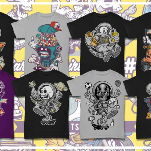 50 Cartoon Tshirt Designs Bundle 8_1 | Master Bundles